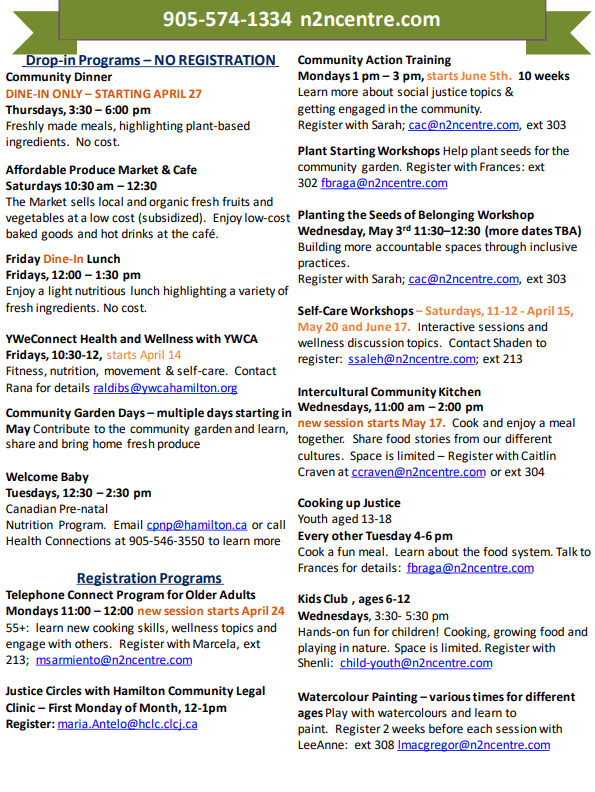 Hamilton Community Food Centre | Neighbour to Neighbour Centre